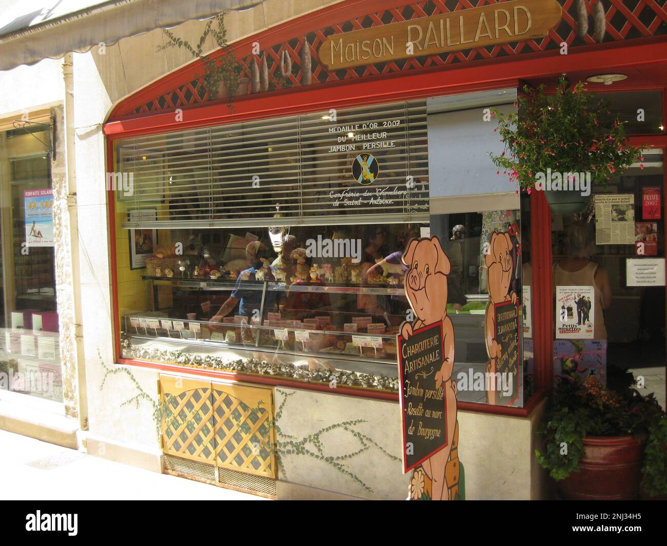 a local butcher in the French town of Beaune with an outside display ...