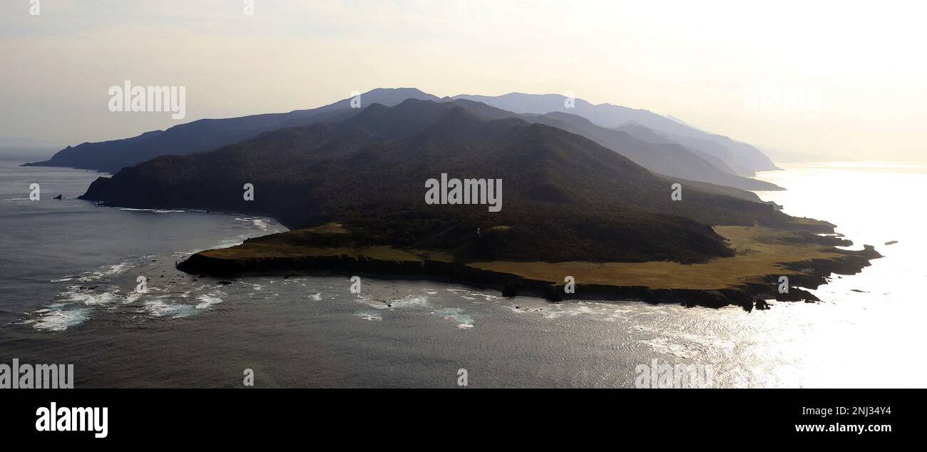 An aerial photo shows Shiretoko Peninsula in Hokkaido Prefecture on Oct ...