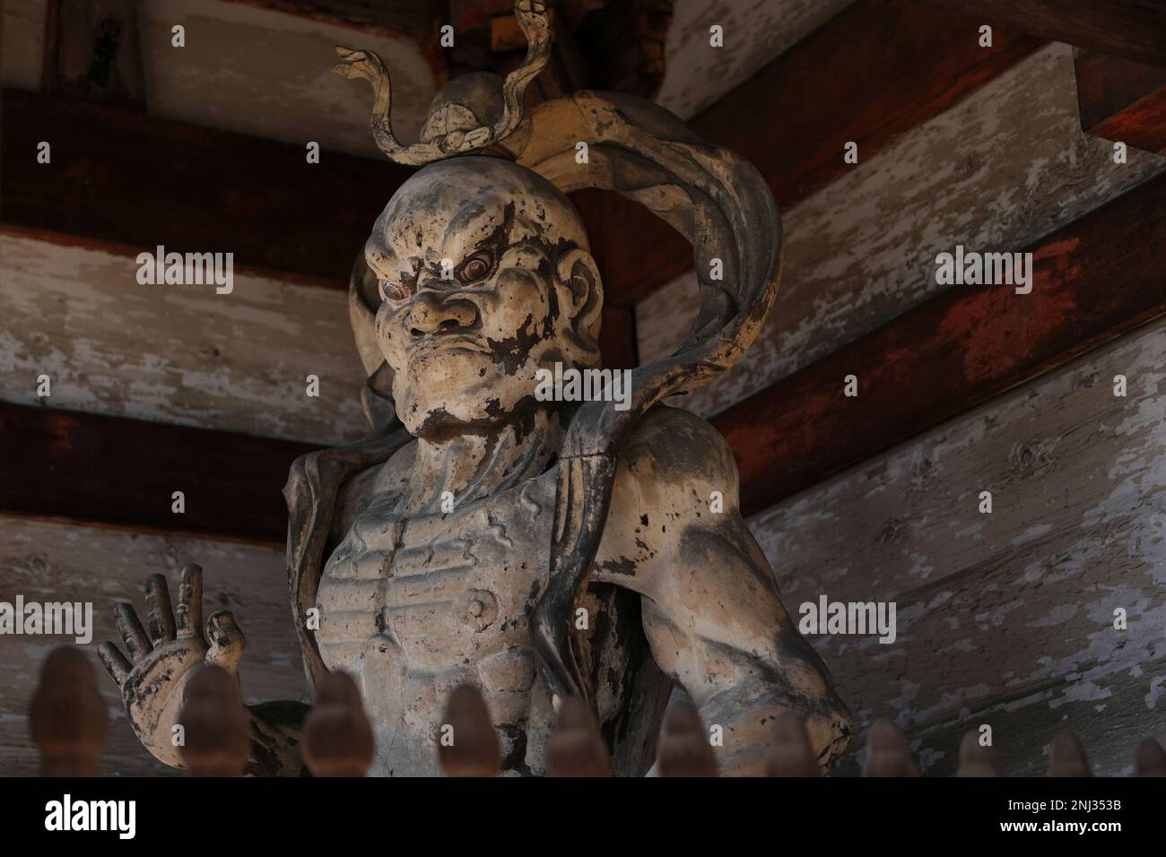 Ungyo style statue is displayed at Nio-mon Gate of Ninna-ji Temple in ...