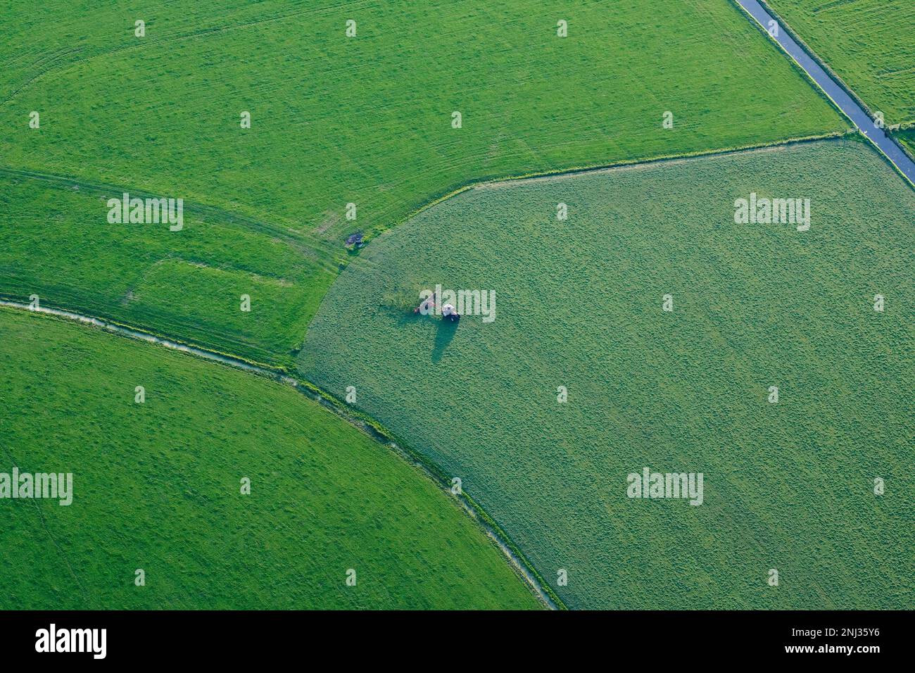 Luchtfoto van boerenland in Friesland; Aerial photo of rural aereas in ...