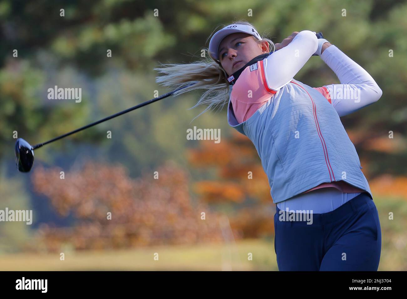 October 20, 2022, Wonju, South Korea: Emily Kristine Pederson of Denmark action on the 18th tee ...