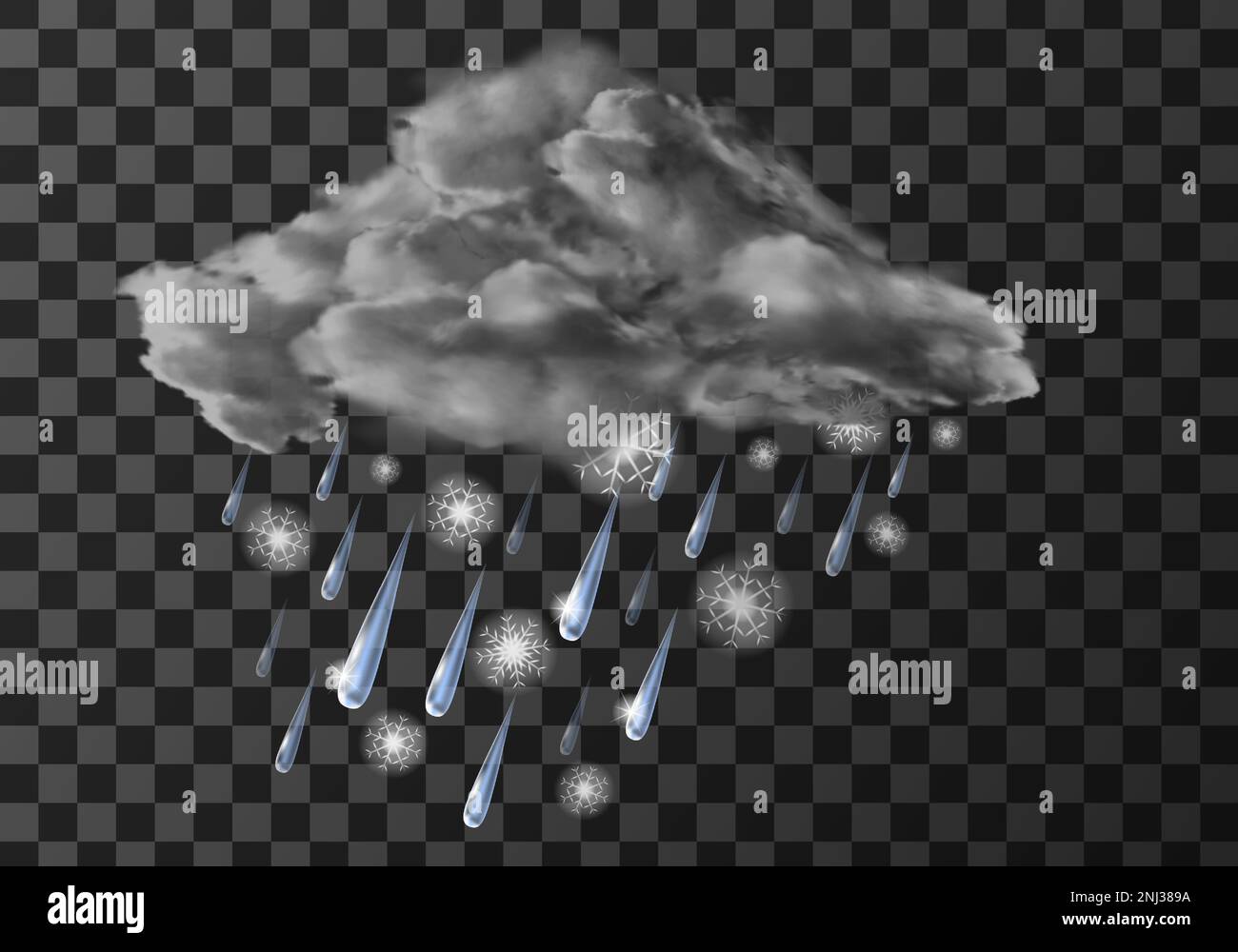Rain cloud with wet snow weather meteo icon vector illustration ...