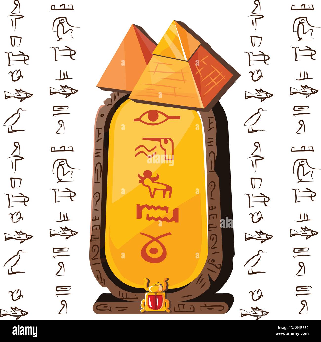 Stone board or clay tablet with pyramid silhouette and Egyptian ...