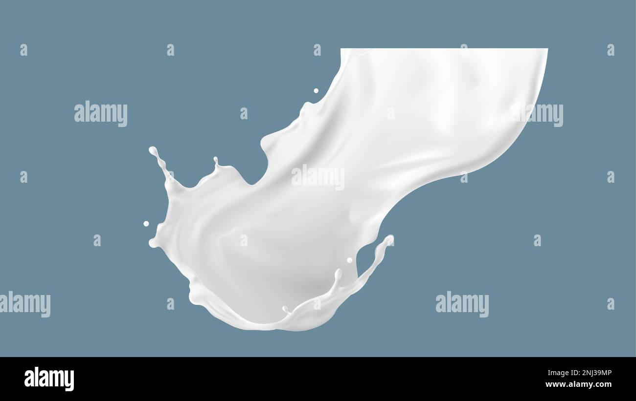 Milk splash or round swirl realistic vector illustration. Natural dairy ...