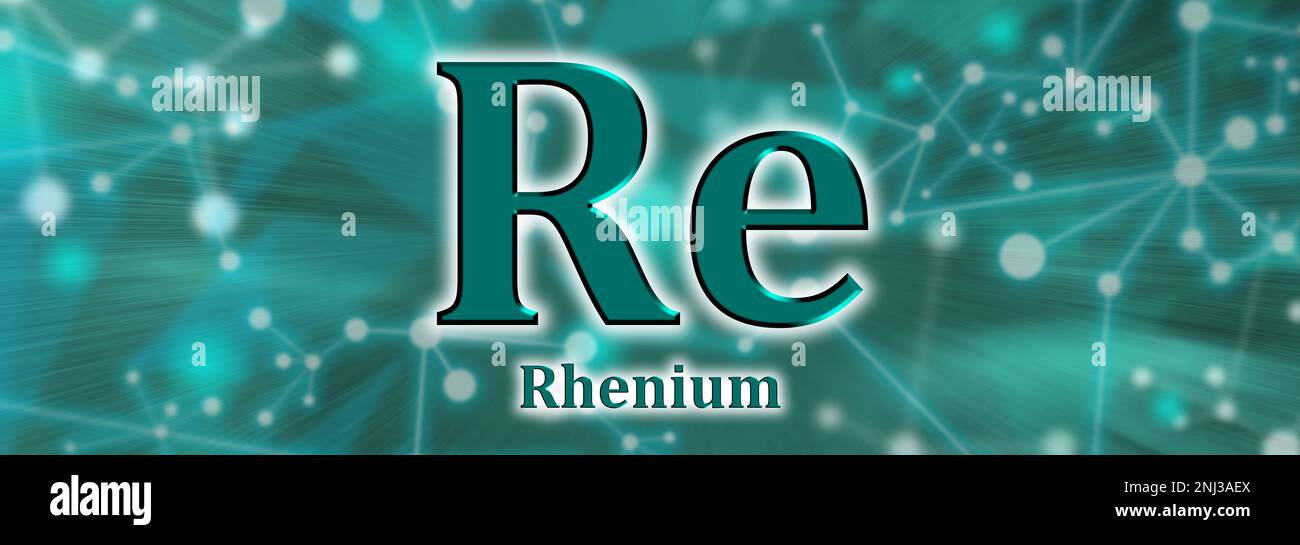 Re symbol. Rhenium chemical element on green network background Stock ...