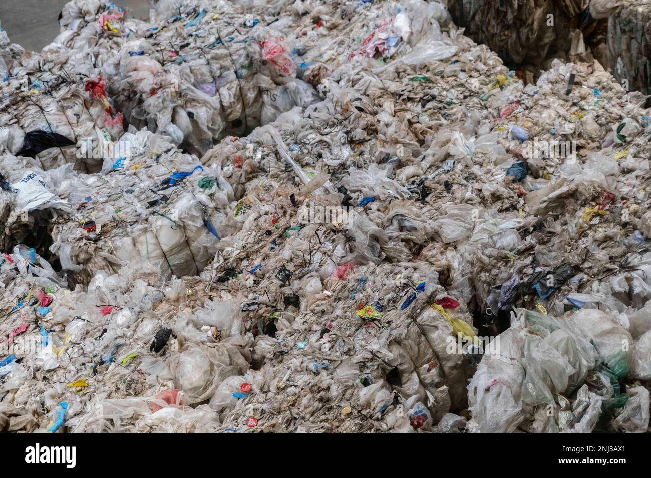 Detail of waste at the new 'La Campiña' waste treatment plant, 'La ...
