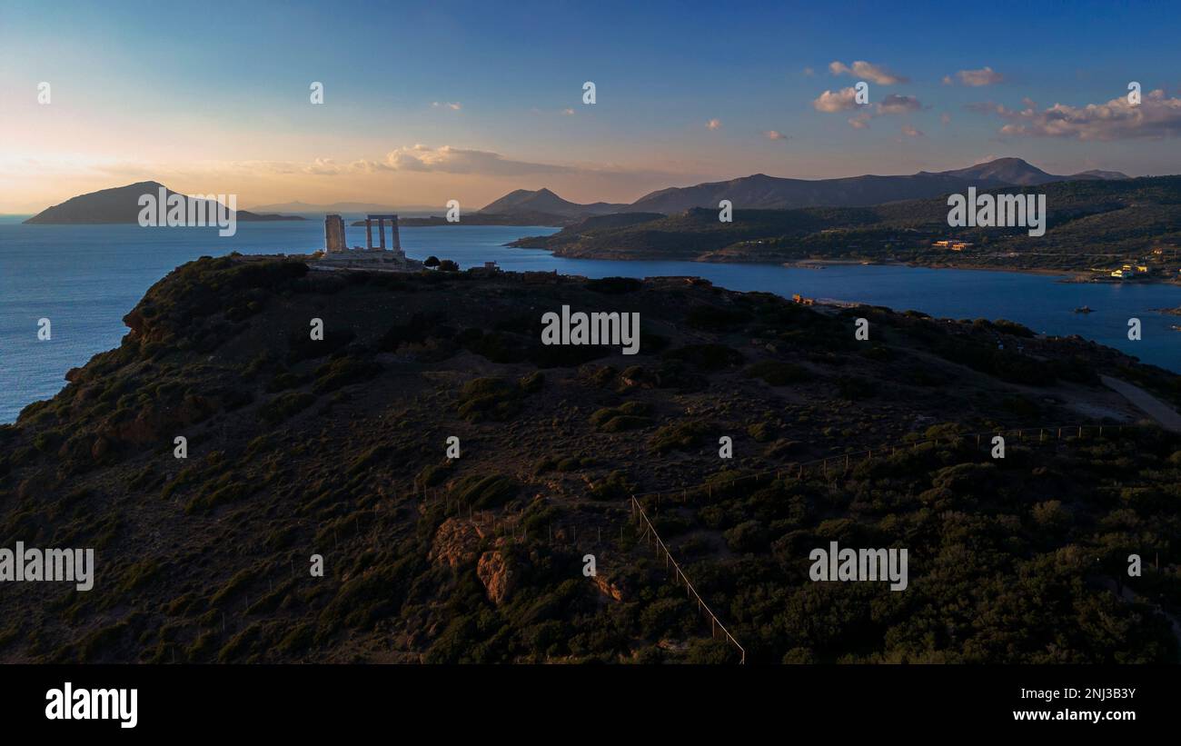 Temple of Poseidon During Sunset, Sounio, Greece Stock Photo - Alamy