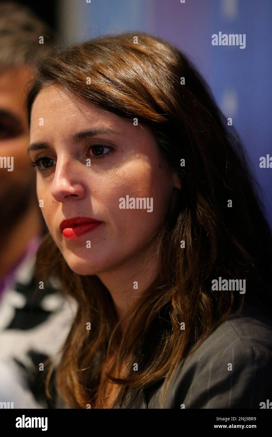 The Minister of Equality, Irene Montero, speaks during the event on ...