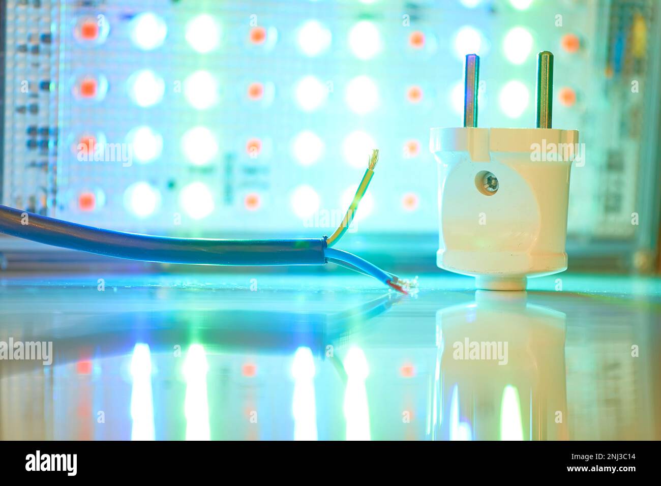 Electrical equipment connection.Three core electric cable and lighting ...