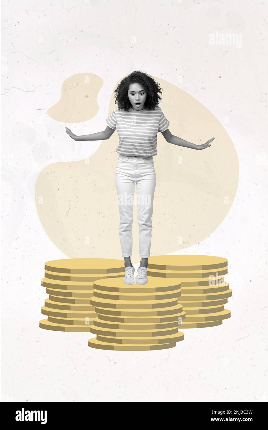 Photo sketch graphics collage artwork picture of impressed excited lady ...