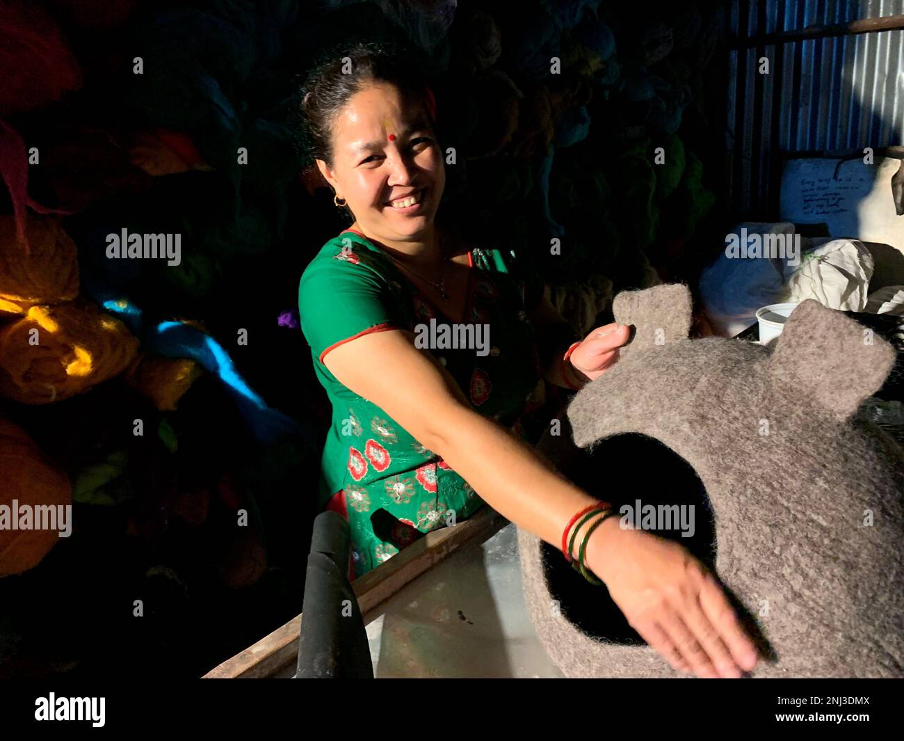 Renuka Shrestha, 42, of Kathmandu, Nepal, shows off a cat cave after ...