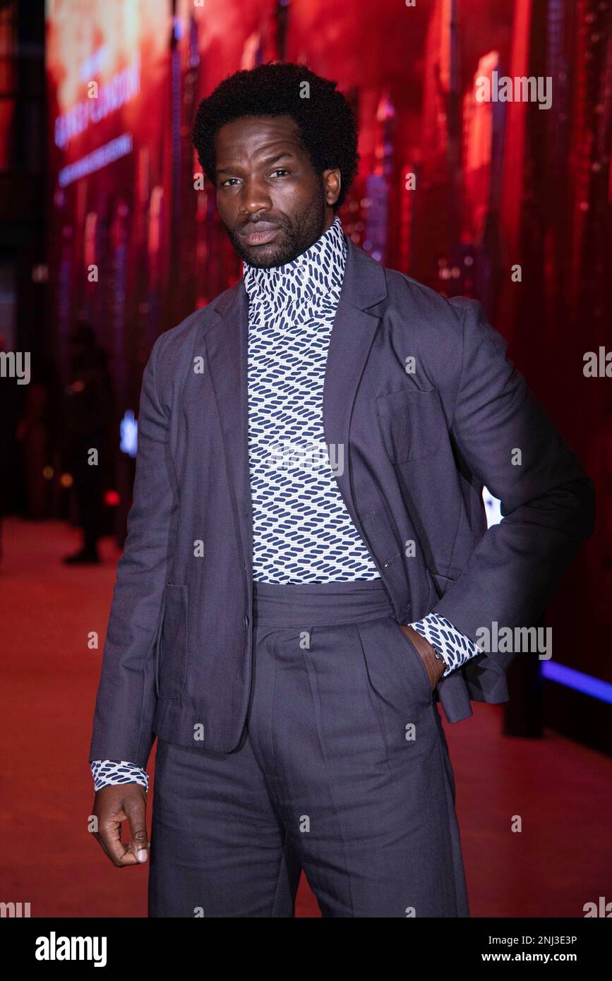 Sope Dirisu poses for photographers upon arrival for the premiere of ...