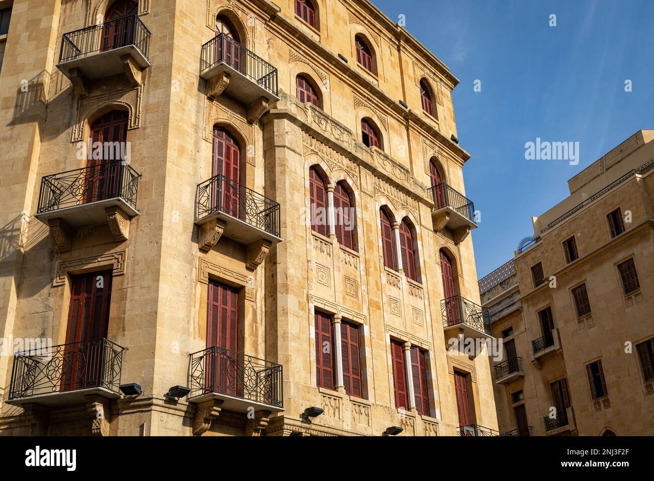 View of Nijmeh Square in Beirut. Traditional architecture in the old ...