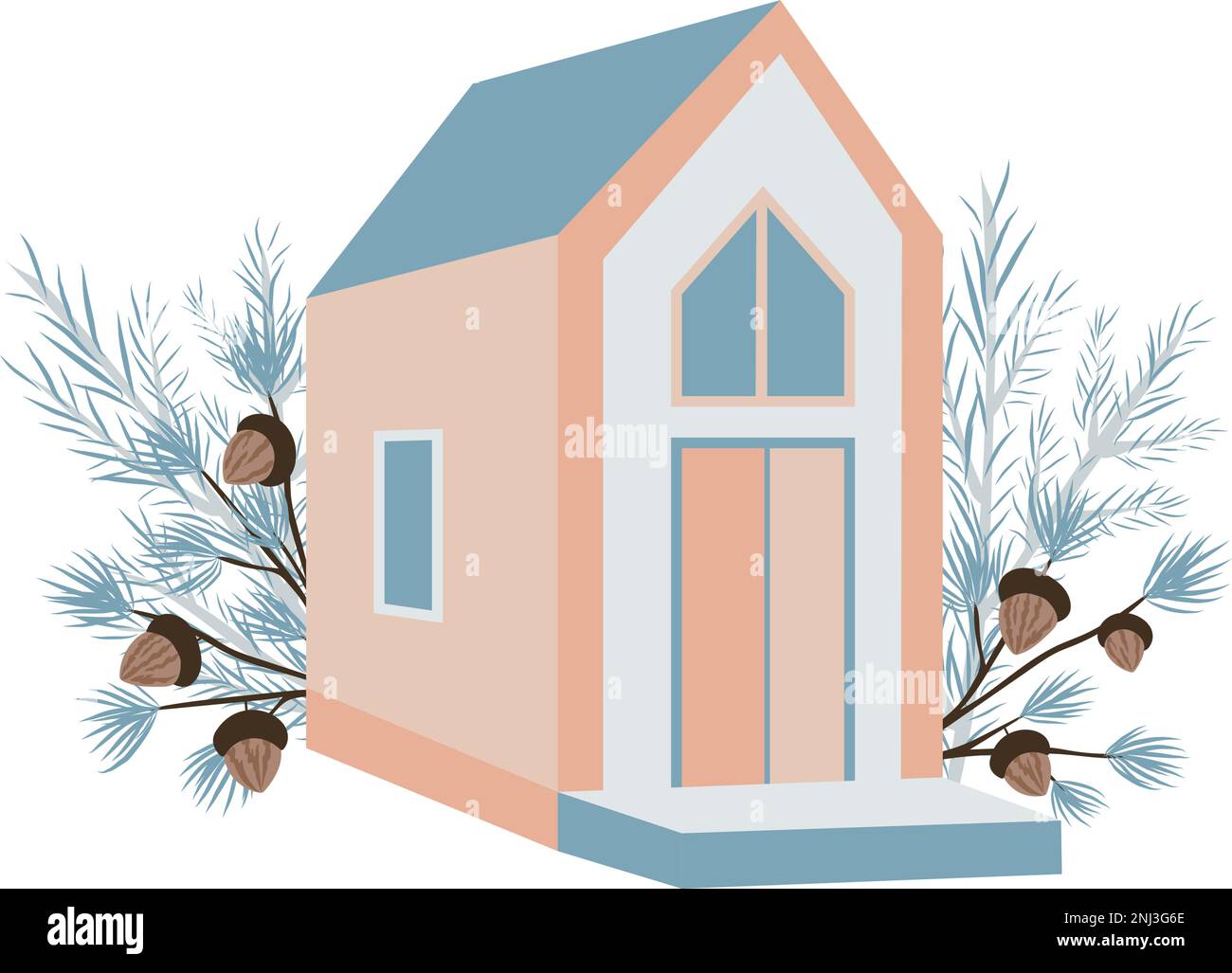 House roof decorated christmas Stock Vector Images - Alamy