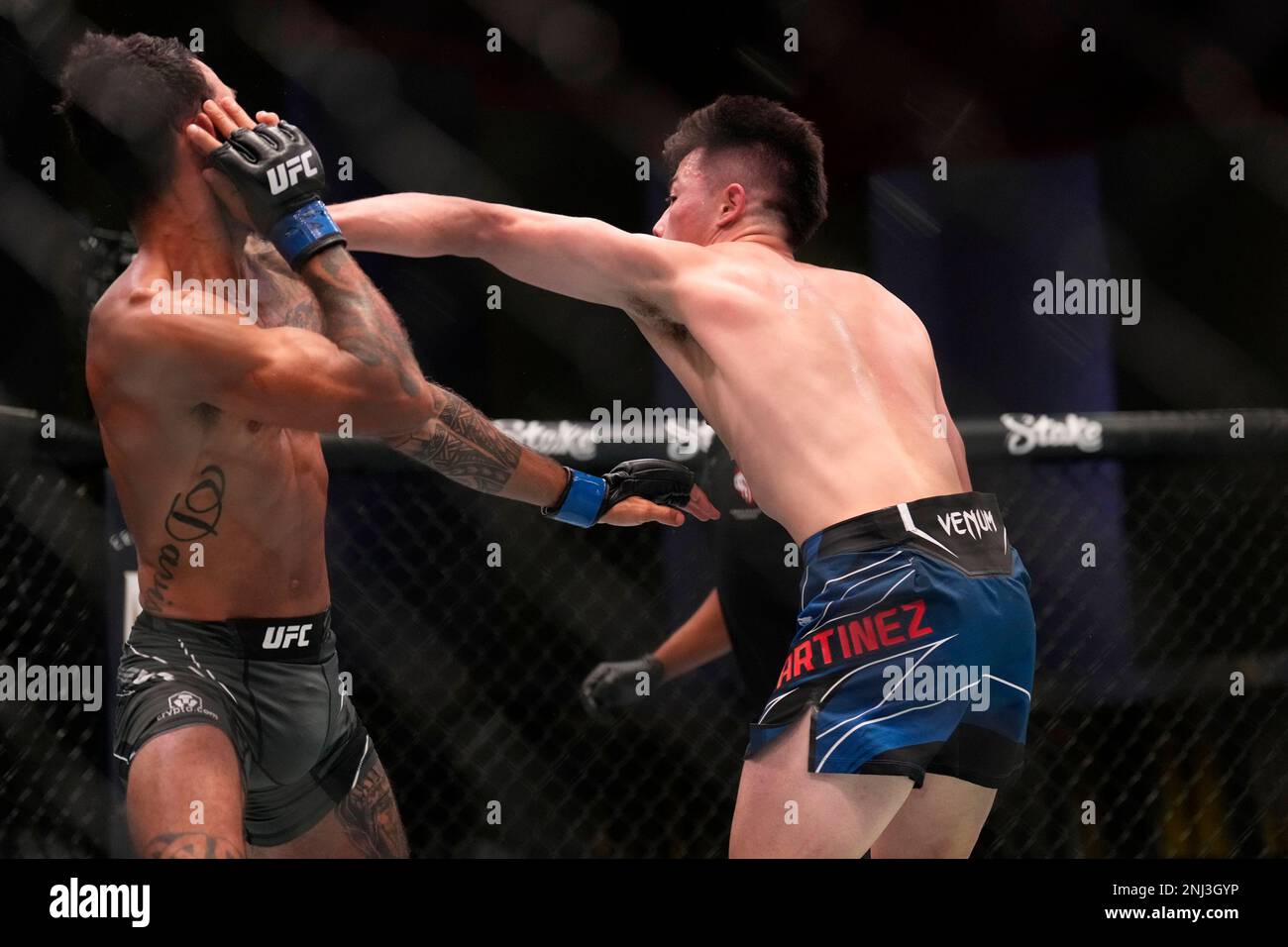 LAS VEGAS, NV - OCTOBER 15: (R-L) Mana Martinez punches Brandon Davis ...