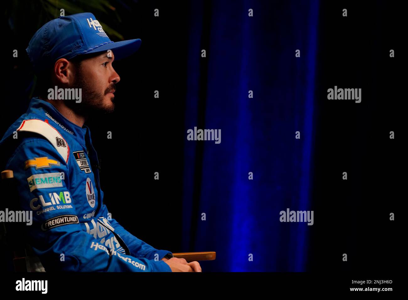KYLE LARSON gets interviewed during the Daytona 500 Media Day in ...