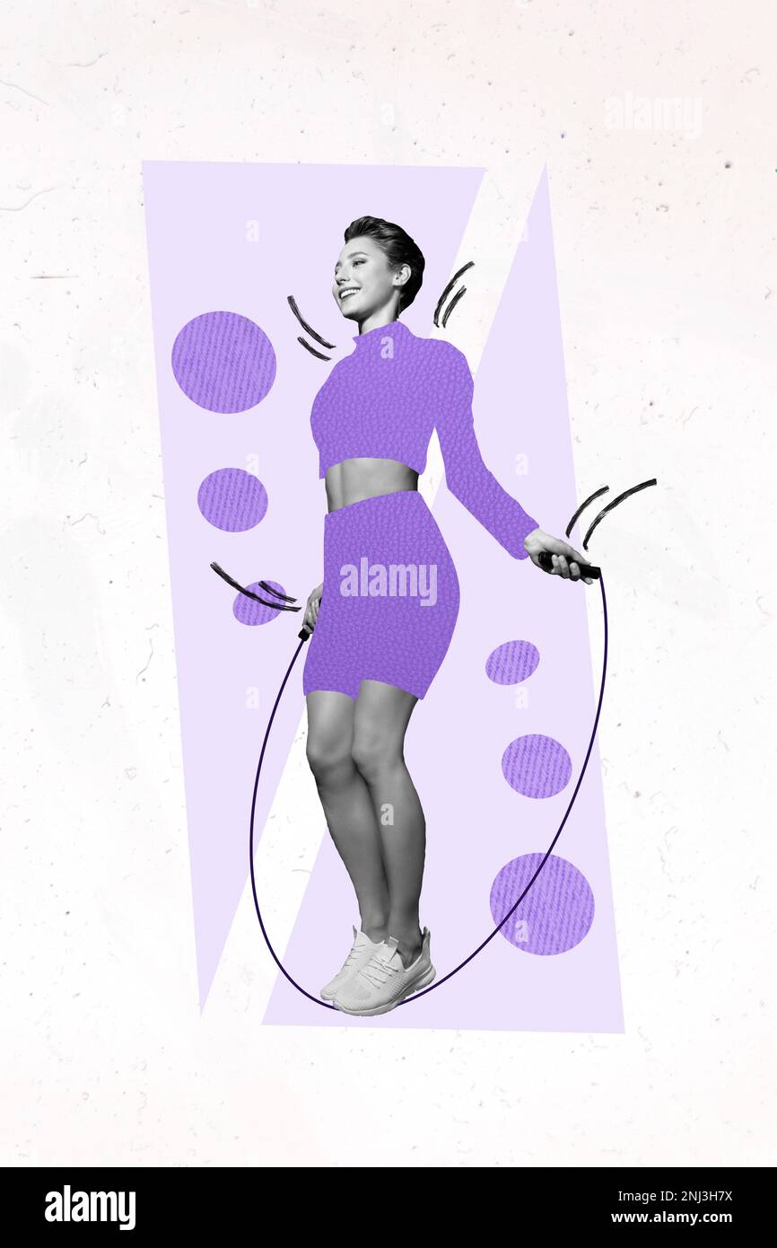Creative poster magazine collage of lady sportswoman have healthy ...