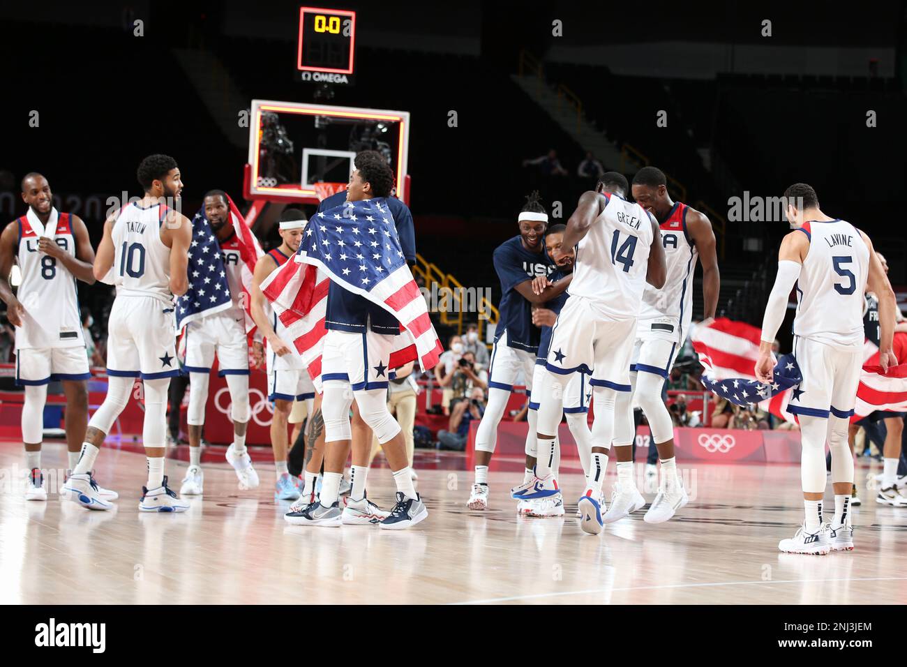 AUG 7, 2021: Team USA celebrate winning the Gold Medal in the Men's ...