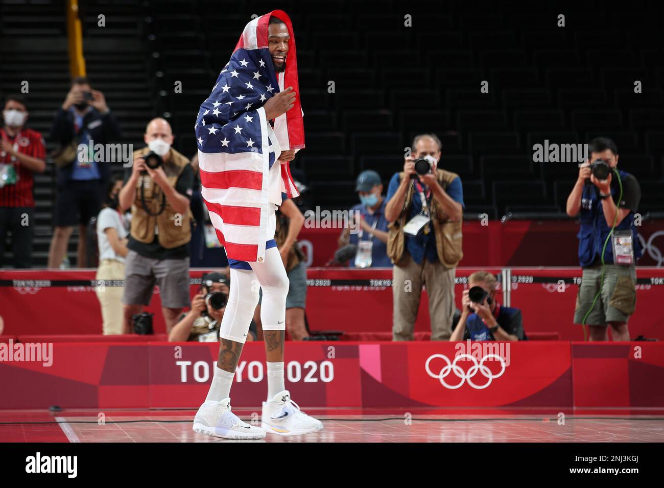 AUG 7, 2021: Kevin Durant of United States celebrates winning the Gold ...