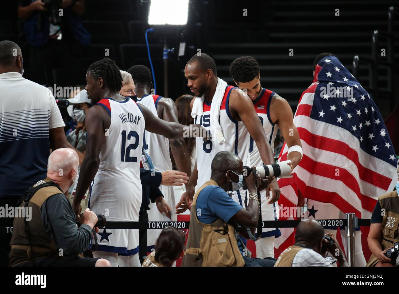 AUG 7, 2021: Team USA celebrate winning the Gold Medal in the Men's ...