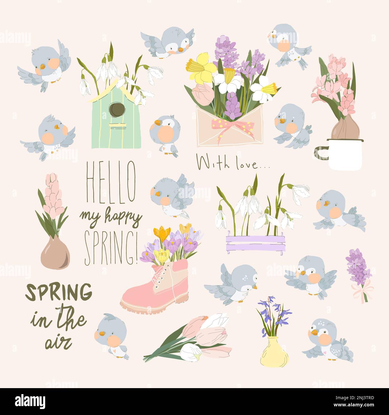 Tulip violet bird Stock Vector Images - Alamy