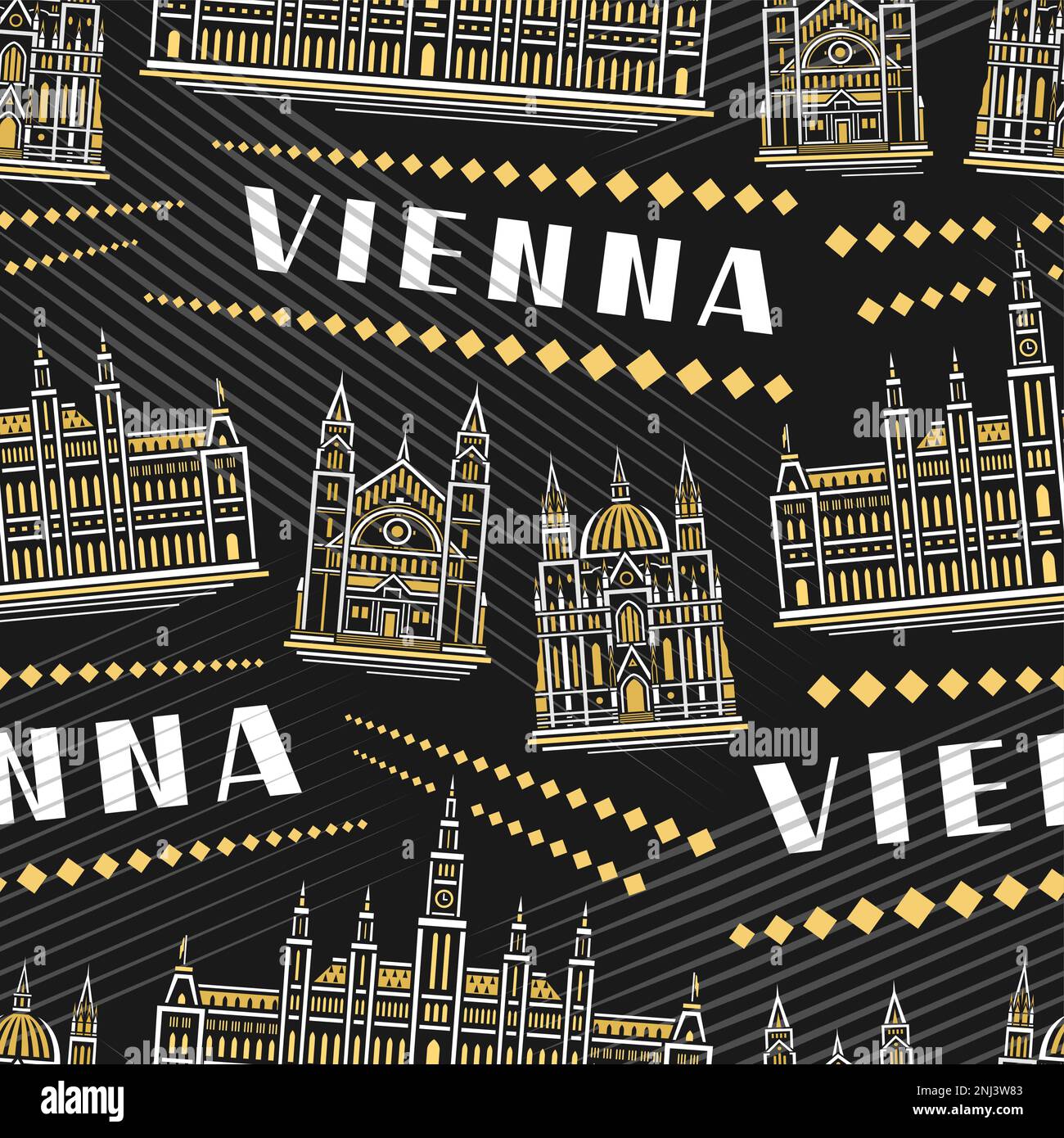 Vector Vienna Seamless Pattern, square repeat background with ...