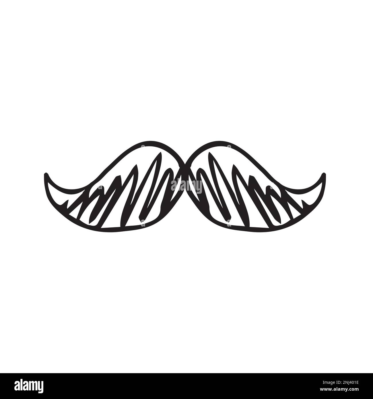 Vector hand drawn doodle sketch mustache isolated on white background ...