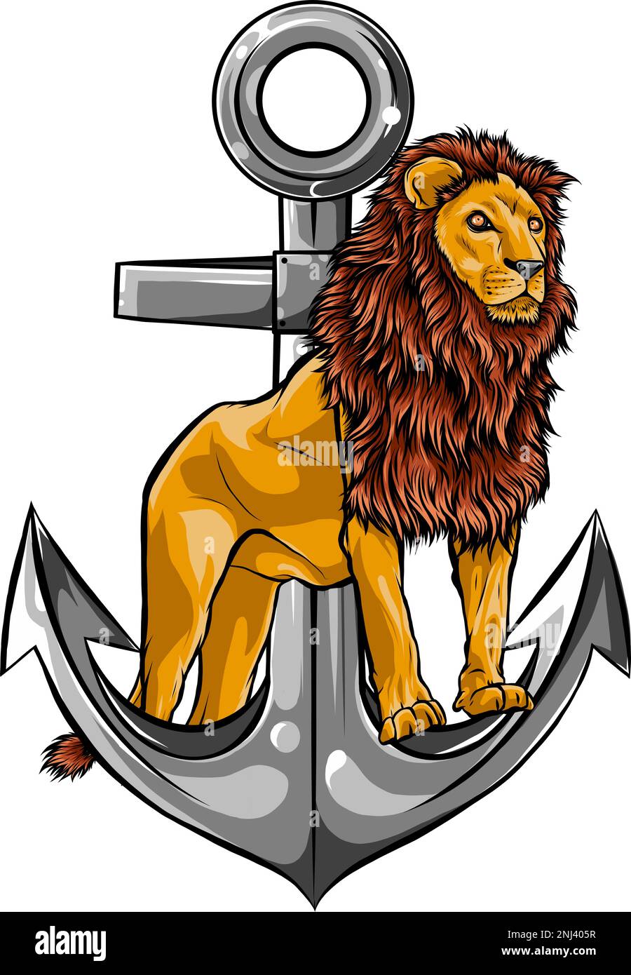 vector illustration of lion with anchor design Stock Vector Image & Art ...