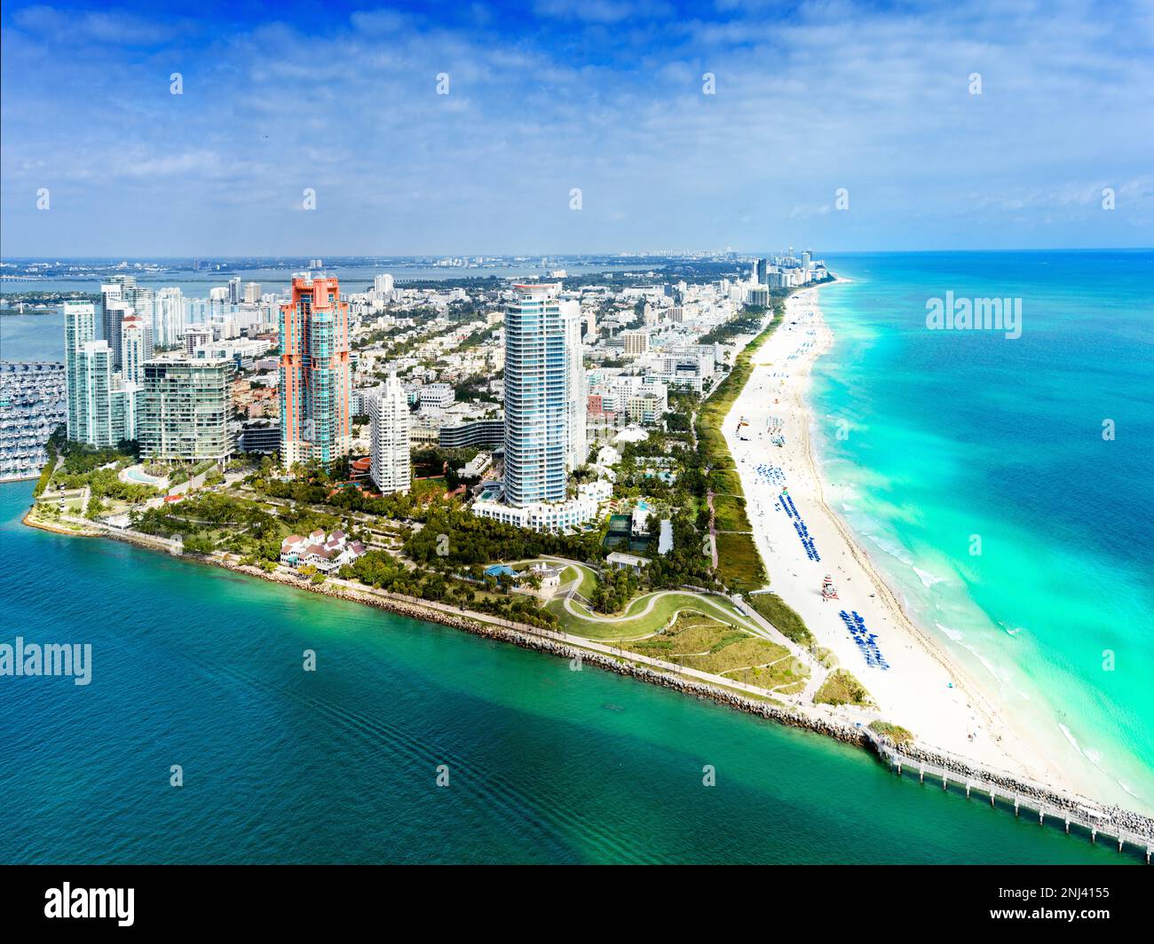 Aerial View of South Pointe Miami Beach,Miami Florida USA Stock Photo ...
