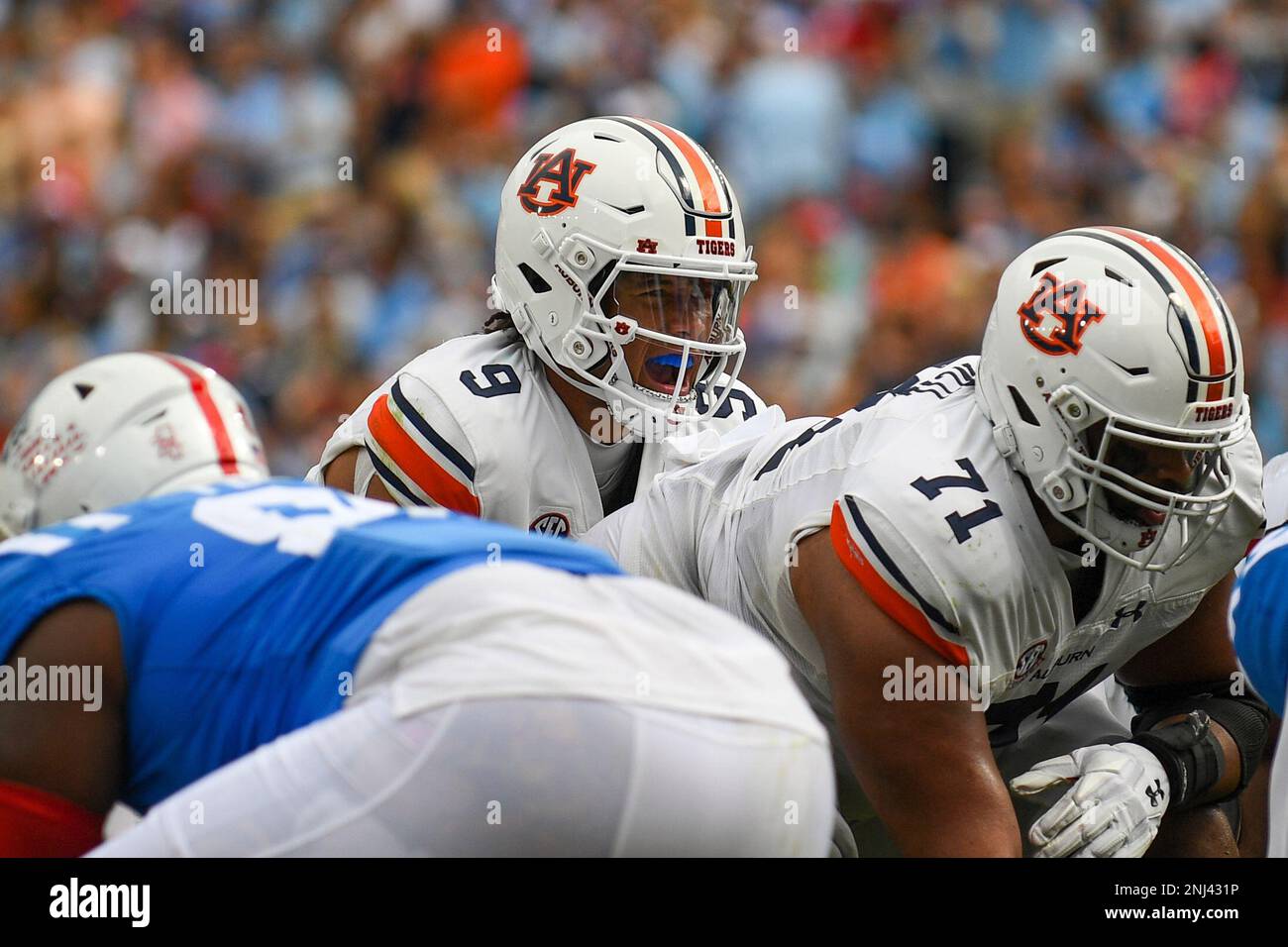 OXFORD, MS - OCTOBER 15: Auburn quarterback Robby Ashford (9) prepares ...