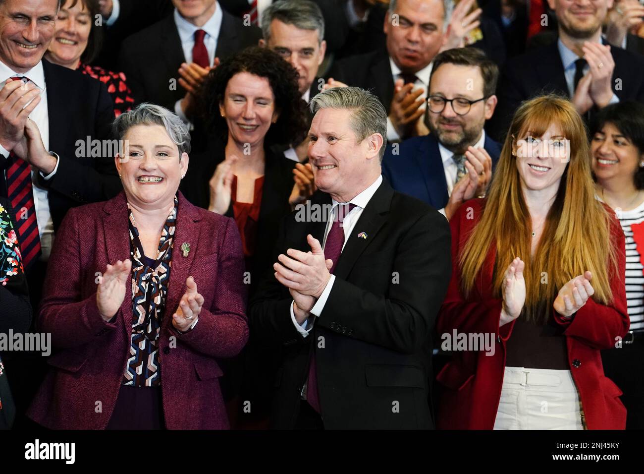 Labour Party leader Sir Keir Starmer (centre) and Deputy Leader of the ...