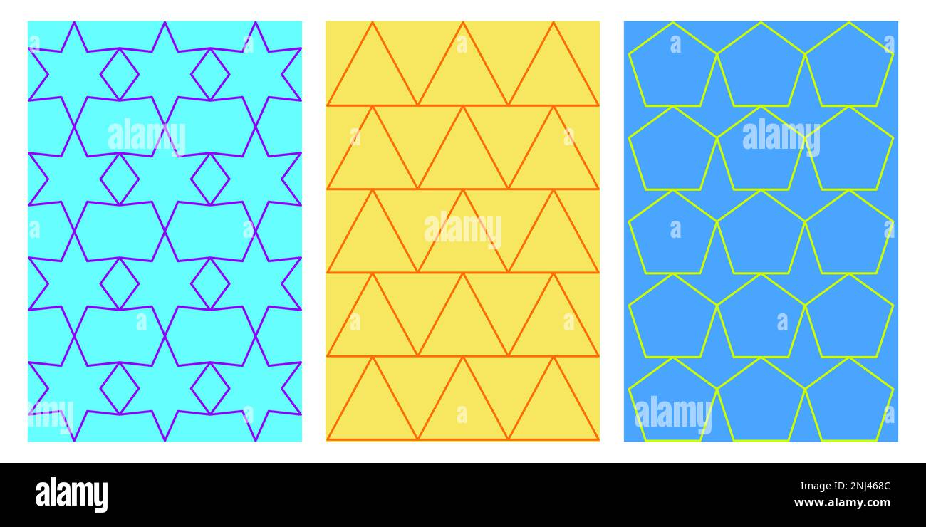 Three templates with geometric patterns of star, triangle and polygon ...