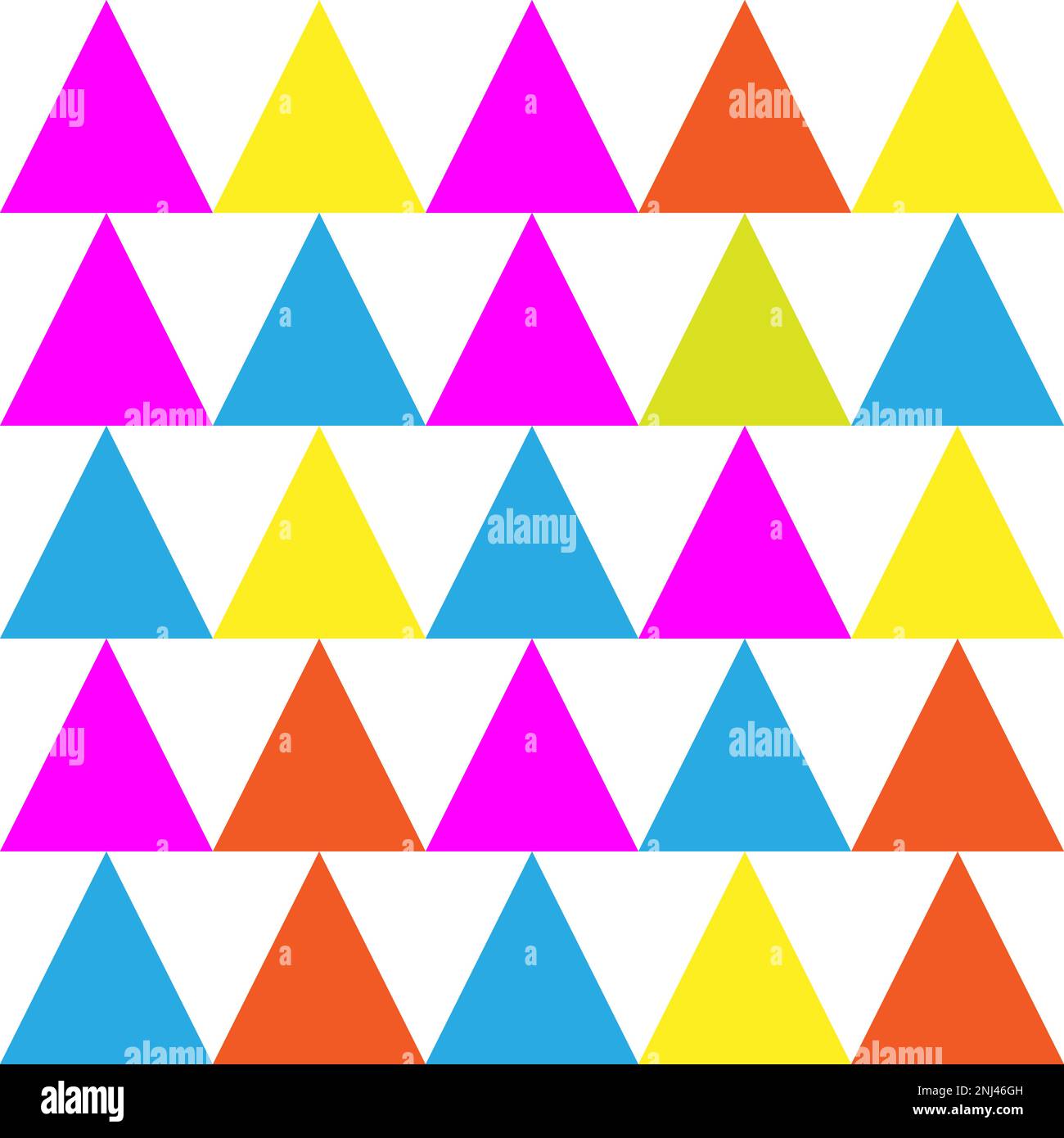 Rows of colorful triangles on a white background. Vector seamless ...