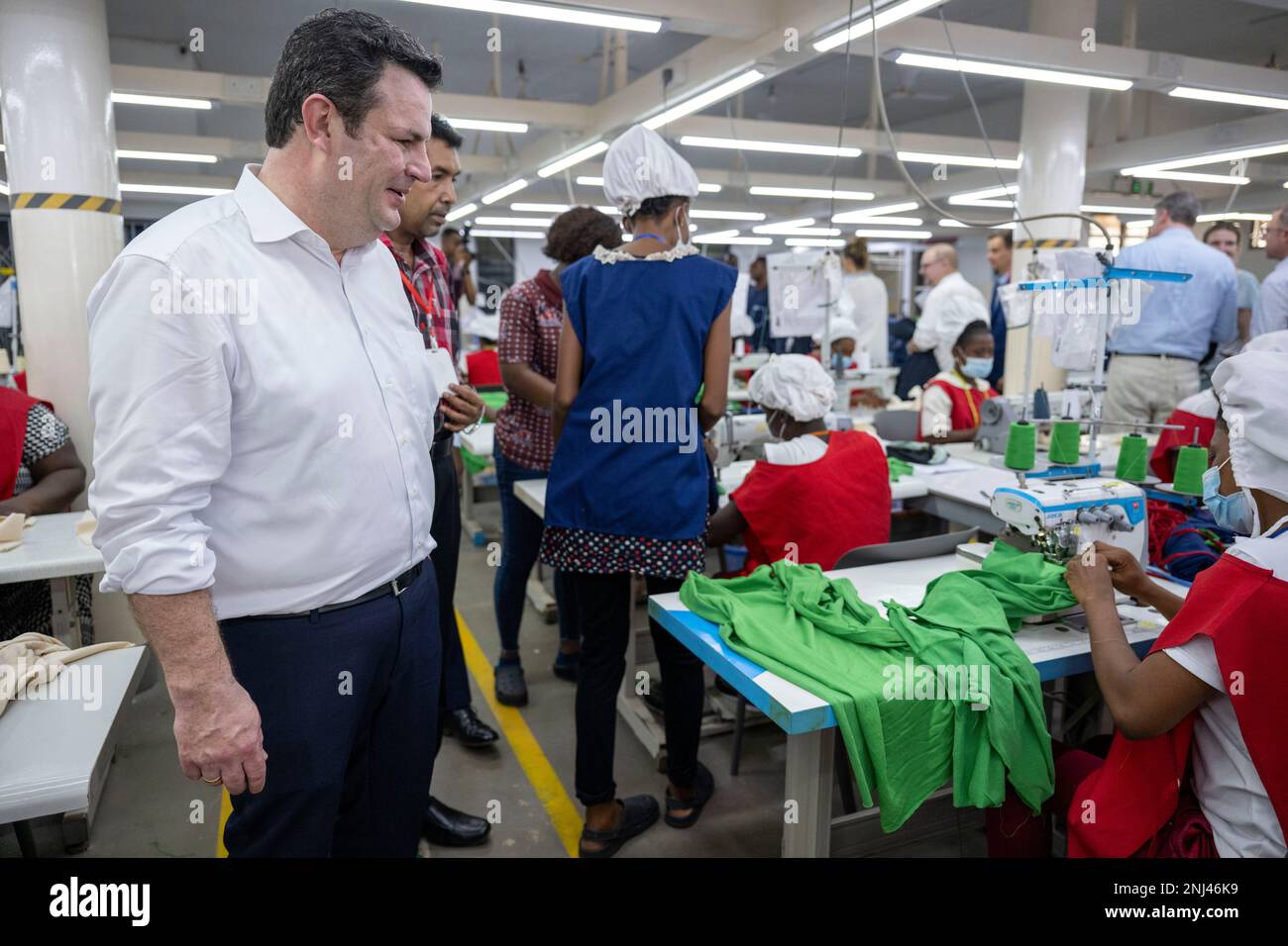 Accra, Ghana. 22nd Feb, 2023. Hubertus Heil (SPD, l), Federal Minister ...