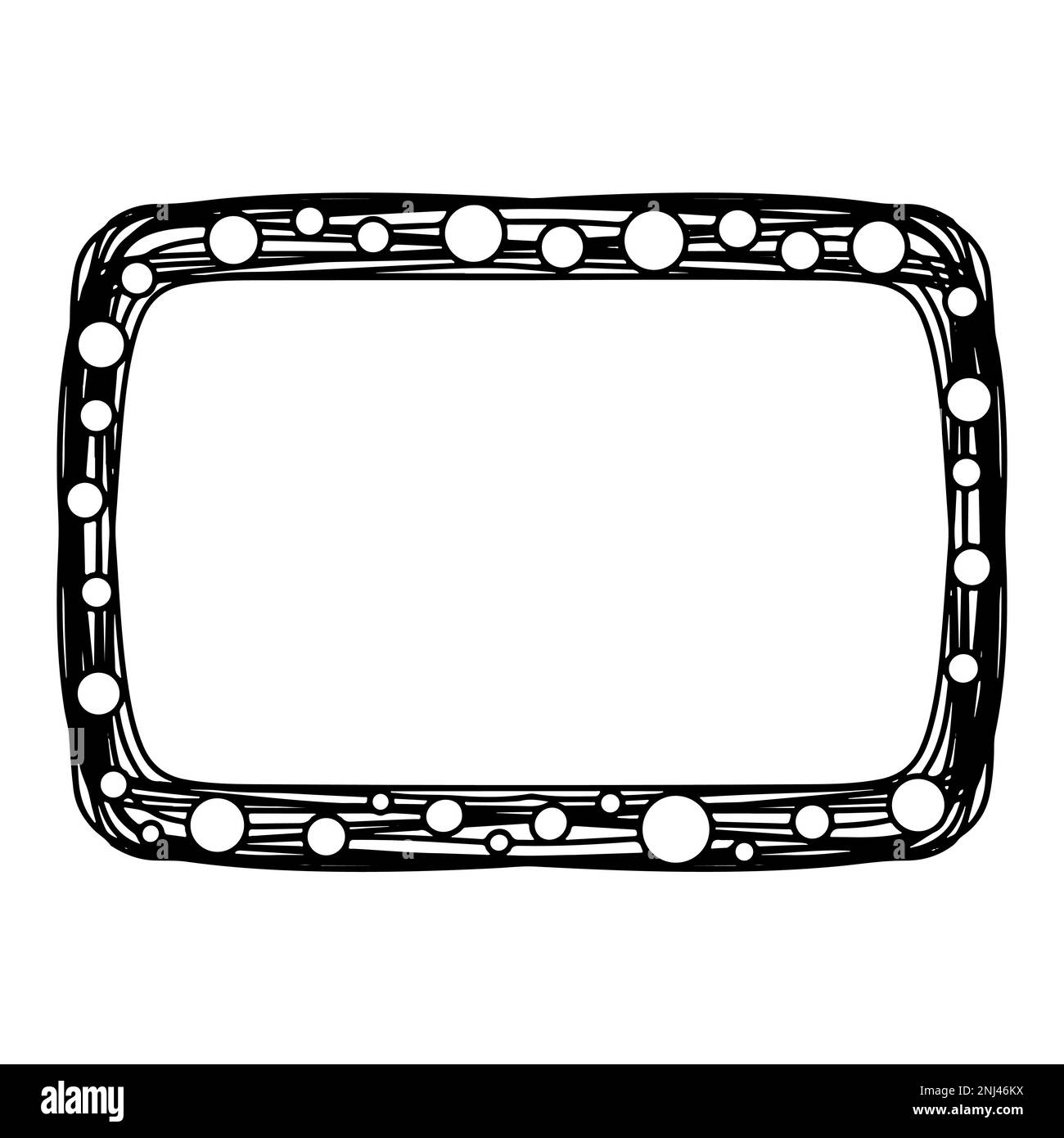 Doodle style decorative rectangle frame. Cute Vector illustration Stock ...