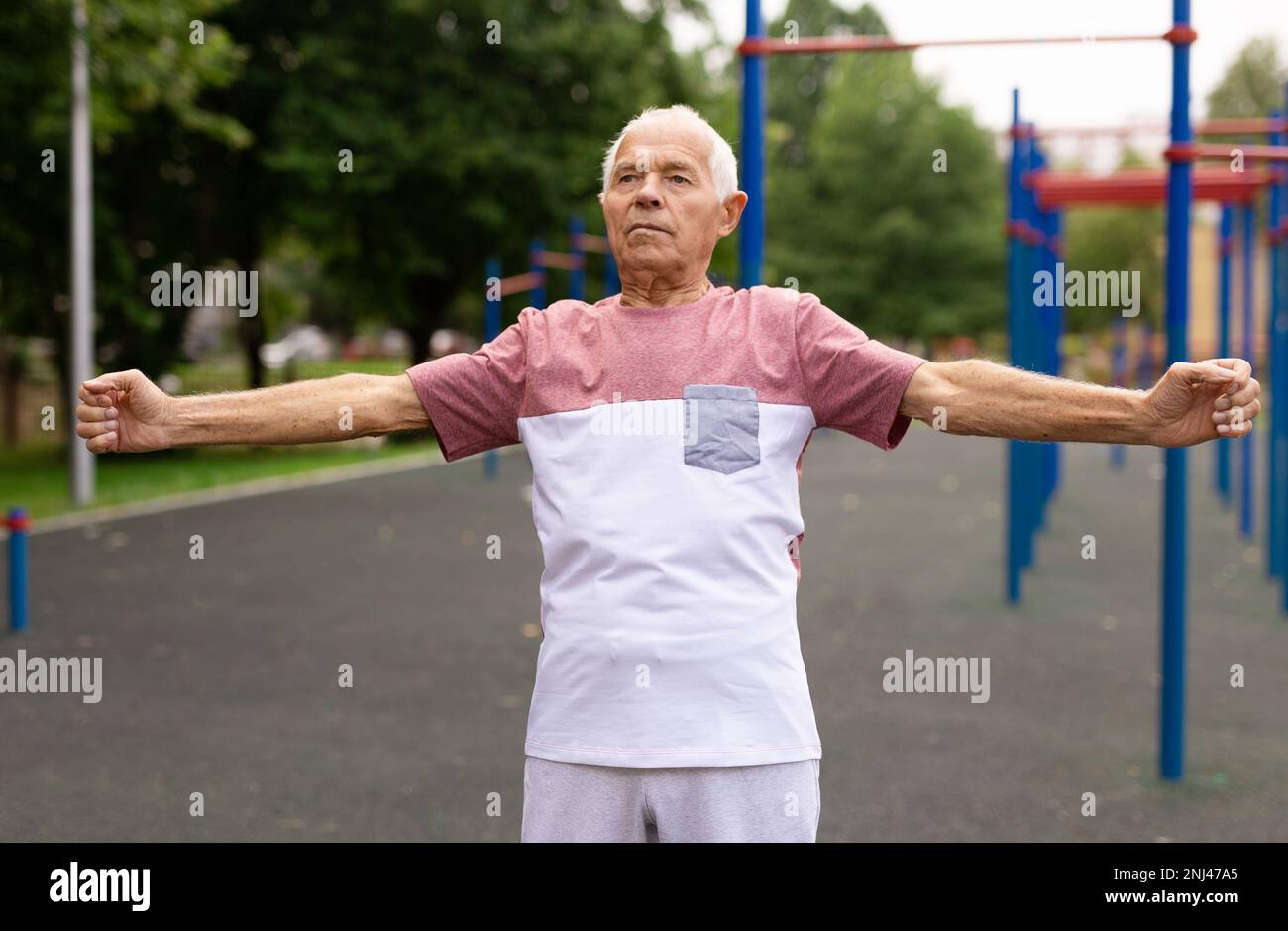 Sports grandfather doing fitness hi-res stock photography and images ...