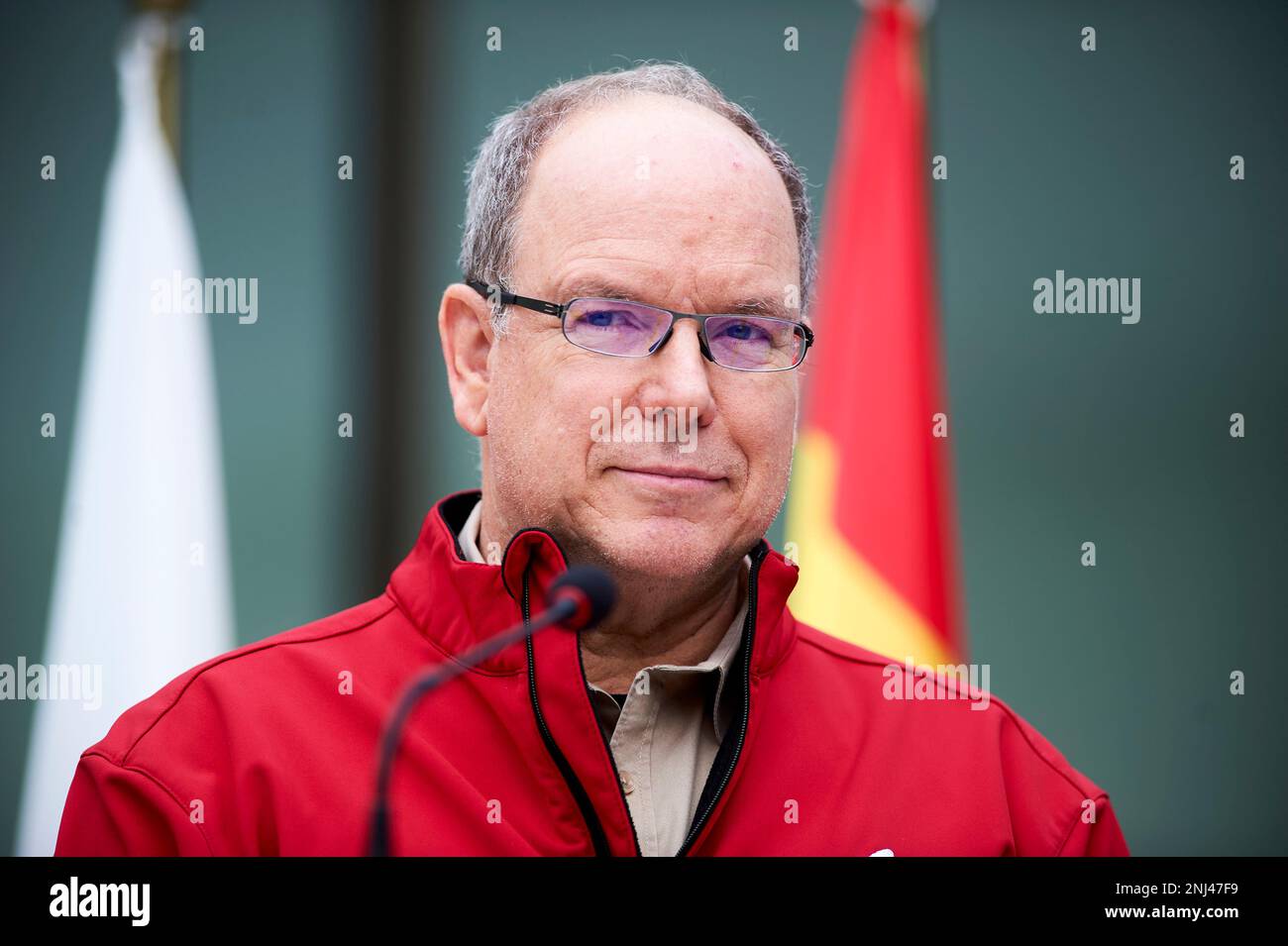 The Prince of Monaco, Albert II, during his visit to the future ...