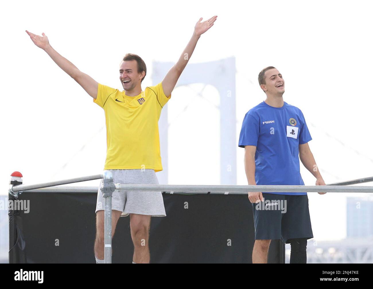 KOLMAKOV Bohdan of Ukraine reacts after winning the Parkour Speed at ...