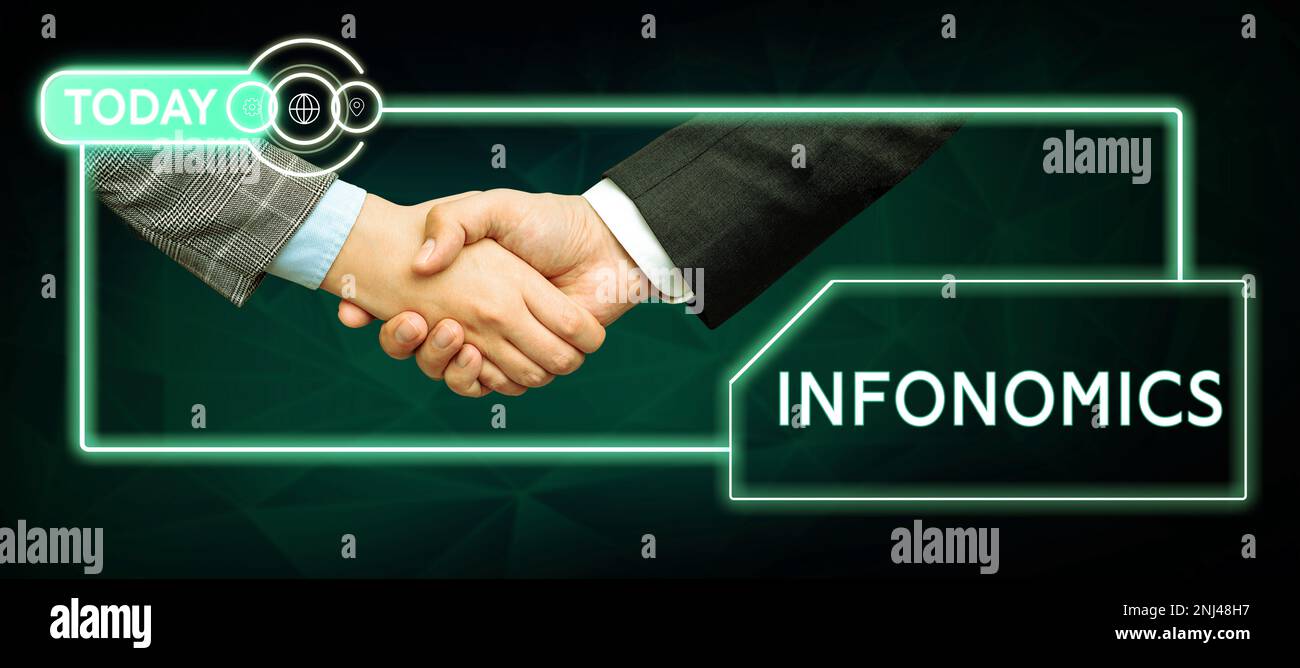 Hand writing sign Infonomics. Business idea visual image used to ...