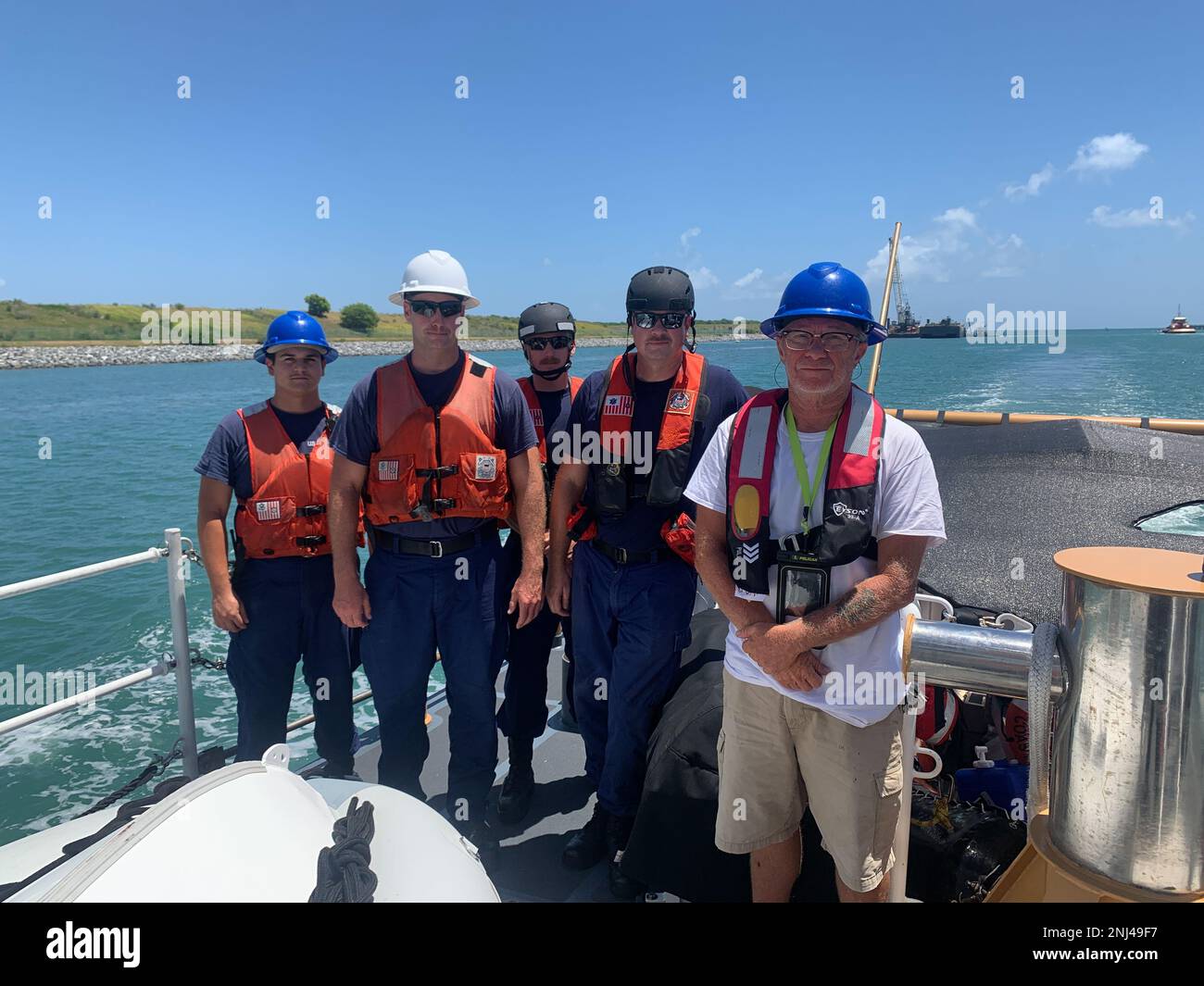 Coast Guard Cutter SkipJack crew poses, Aug. 05, 2022, with Steven ...