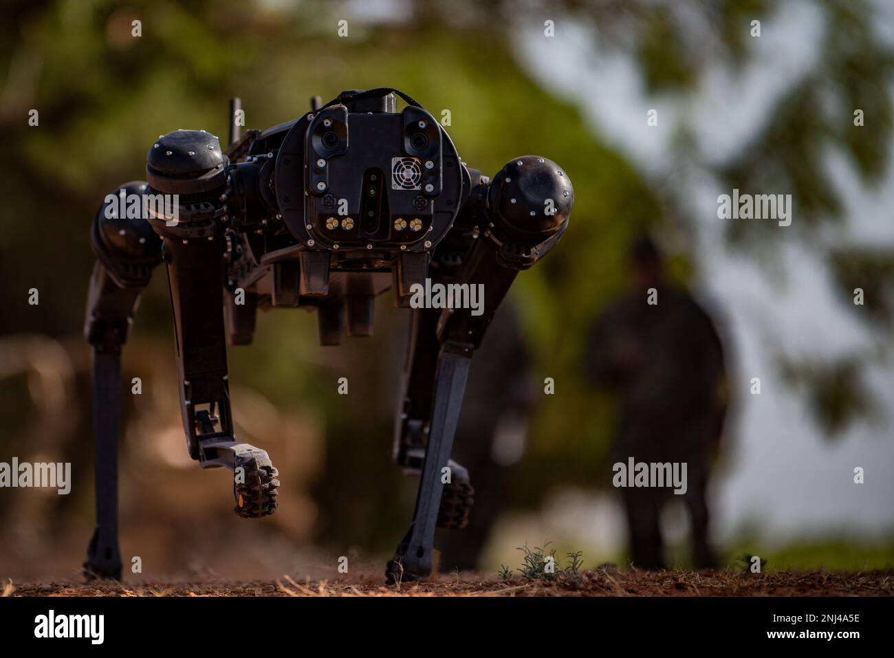 A robot dog runs during initial training exercise at Dyess Air Force ...