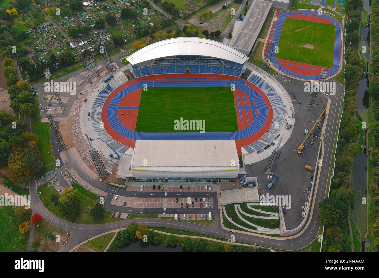 A general overall aerial view of the track at Alexander Stadium, Monday ...