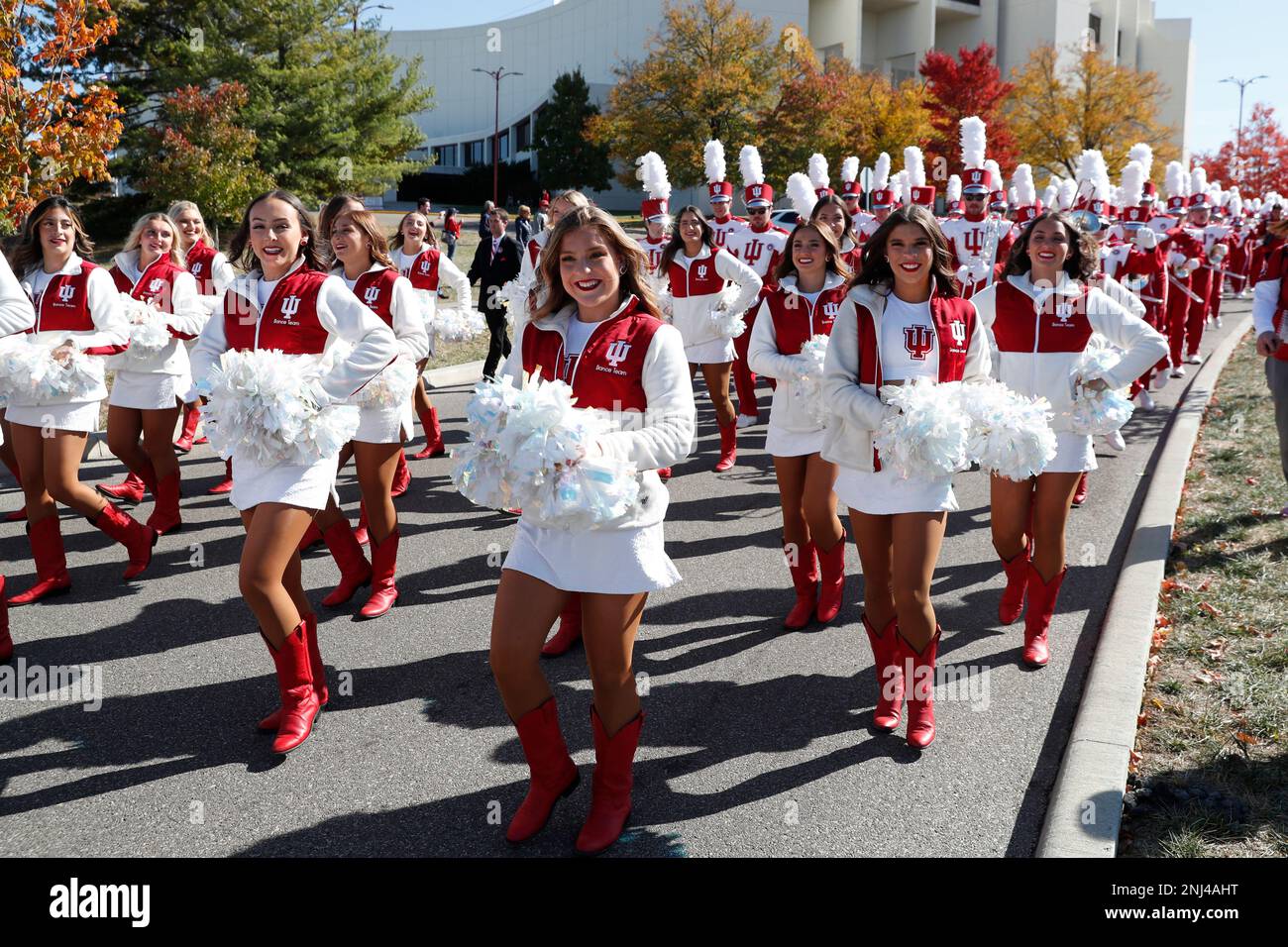 BLOOMINGTON, IN - OCTOBER 15: Indiana Hoosiers dance team and band ...