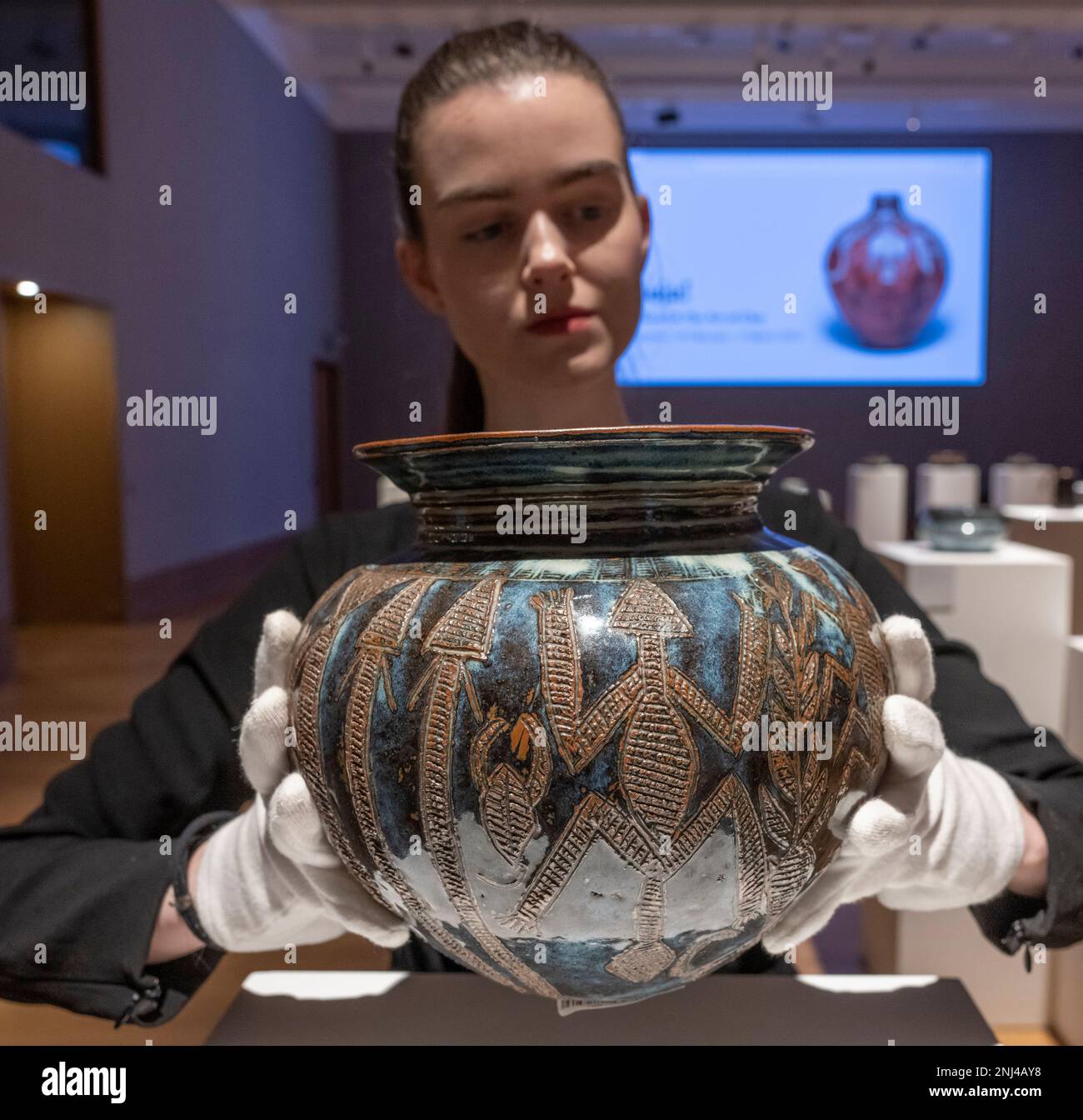 Bonhams, London, UK. 22 February 2023. Preview of online pottery ...