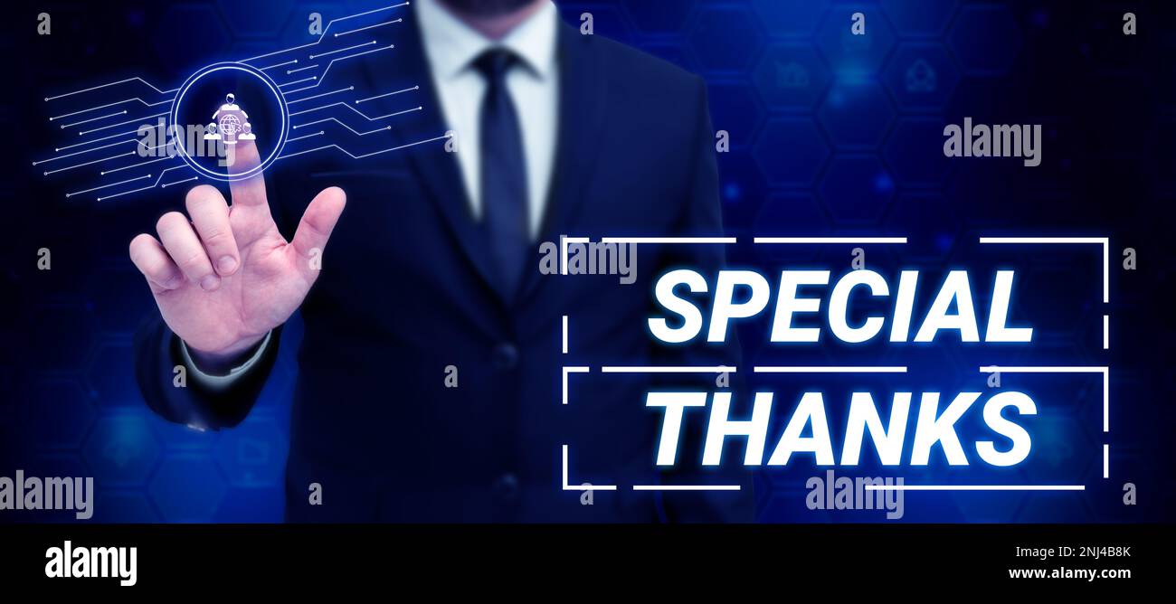 Writing displaying text Special Thanks. Conceptual photo expression of ...