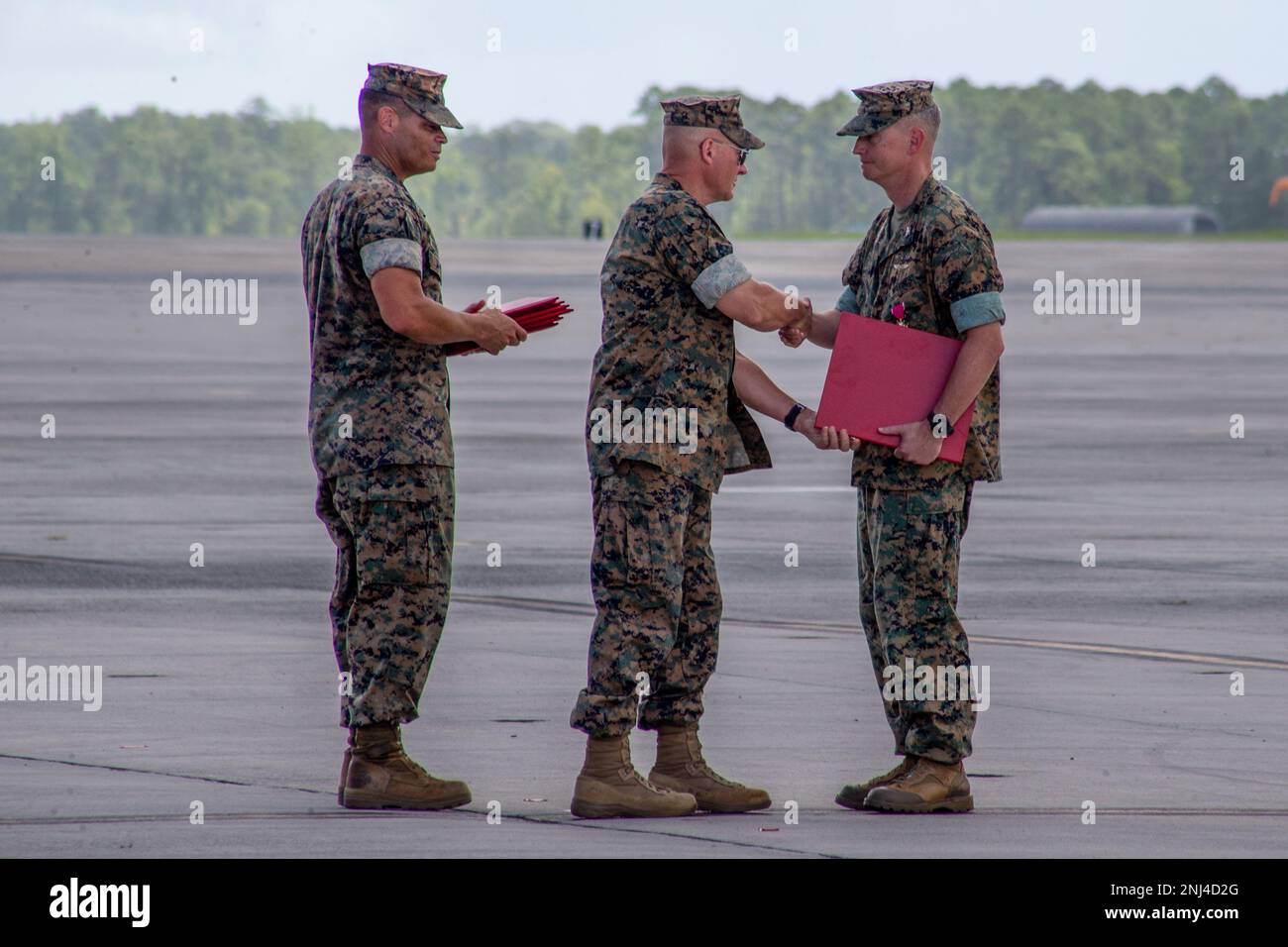 U.S. Marine Corps Col. Mikel Huber, outgoing commanding officer of ...