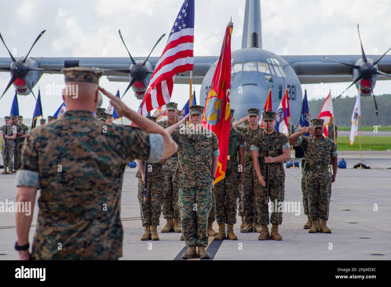 U.S. Marine Corps Col. Mikel Huber, outgoing commanding officer of ...