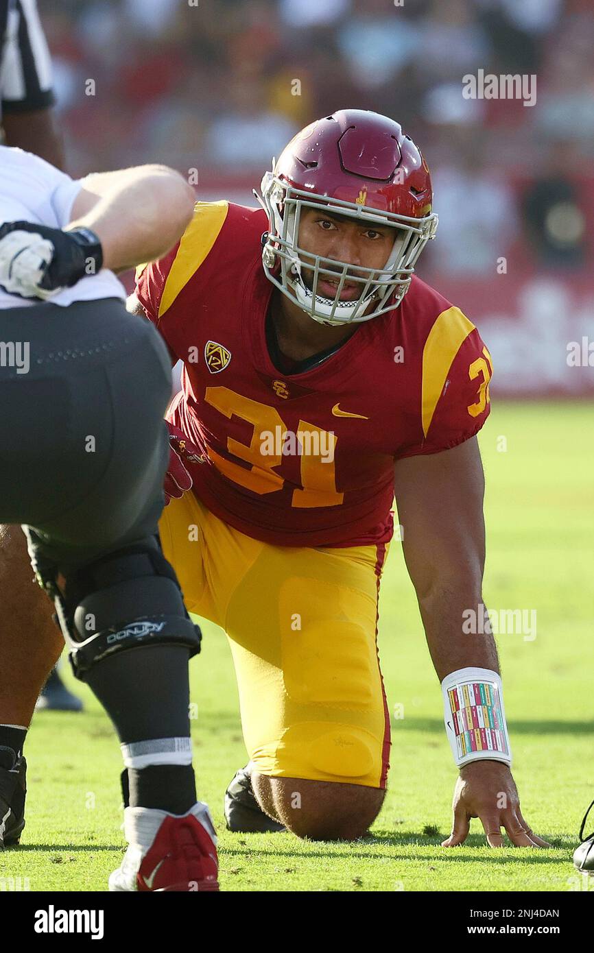 USC Trojans defensive tackle Tyrone Taleni (31) looks into the ...