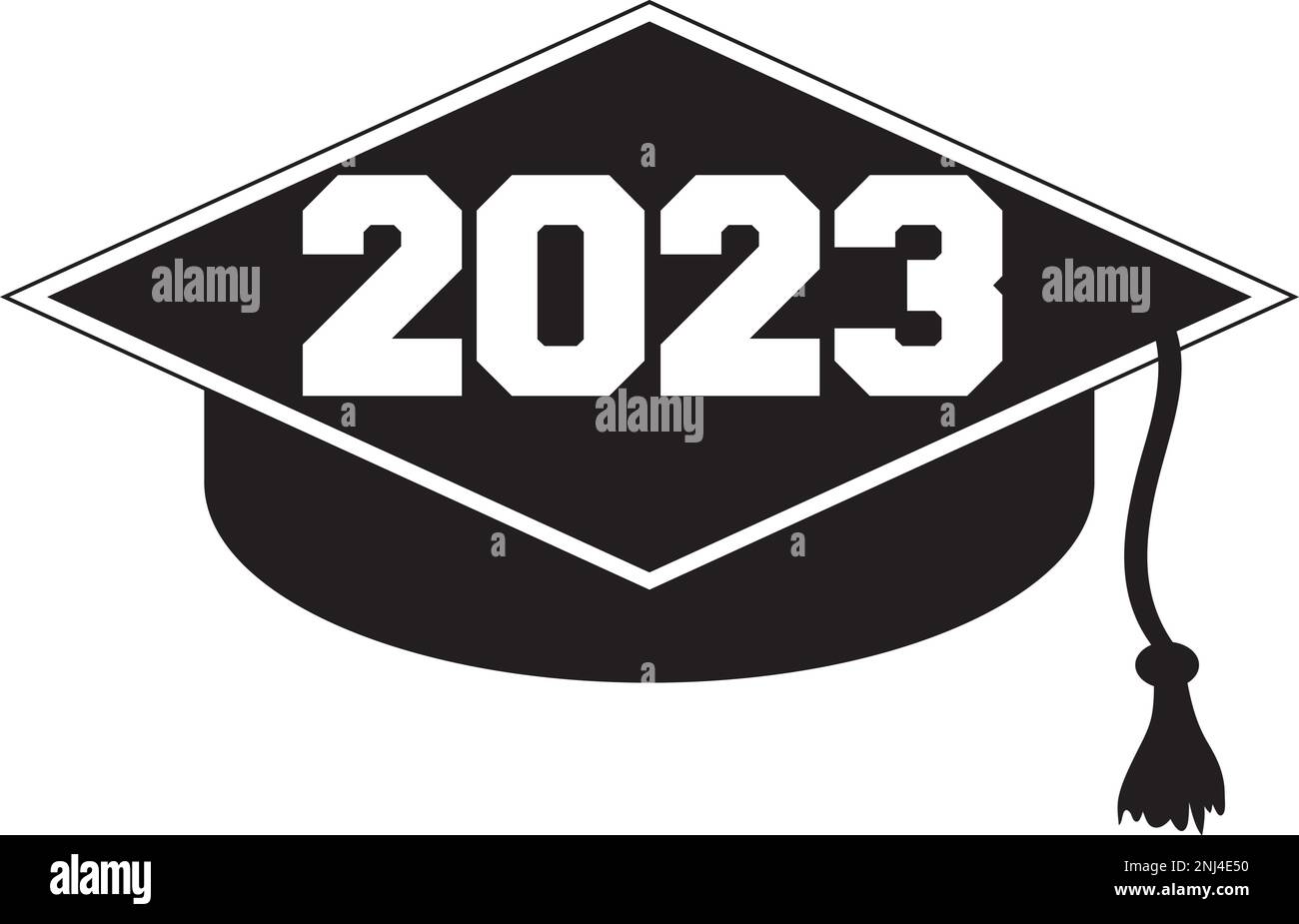 Graduation Cap 2023 Black and White Graduate Logo Stock Vector Image ...