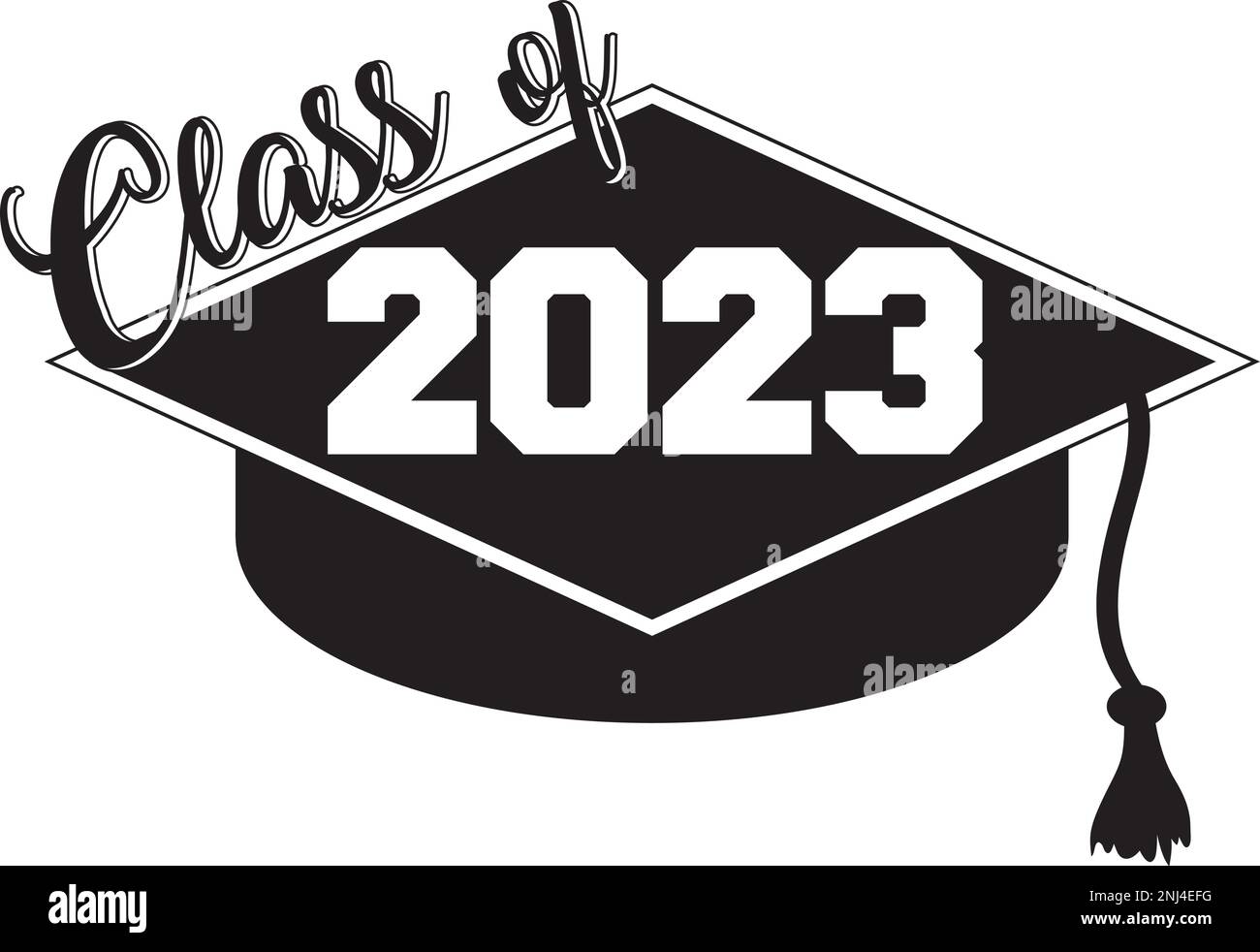 Graduation Cap 2023 Black and White Graduate Logo Stock Vector Image ...